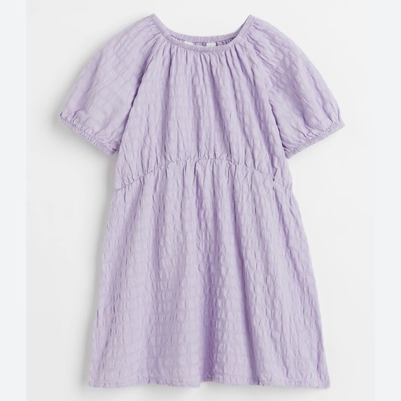 H&M | Dresses | Hm Girl Pastel Purple Puff Sleeve Seersucker Dress ...